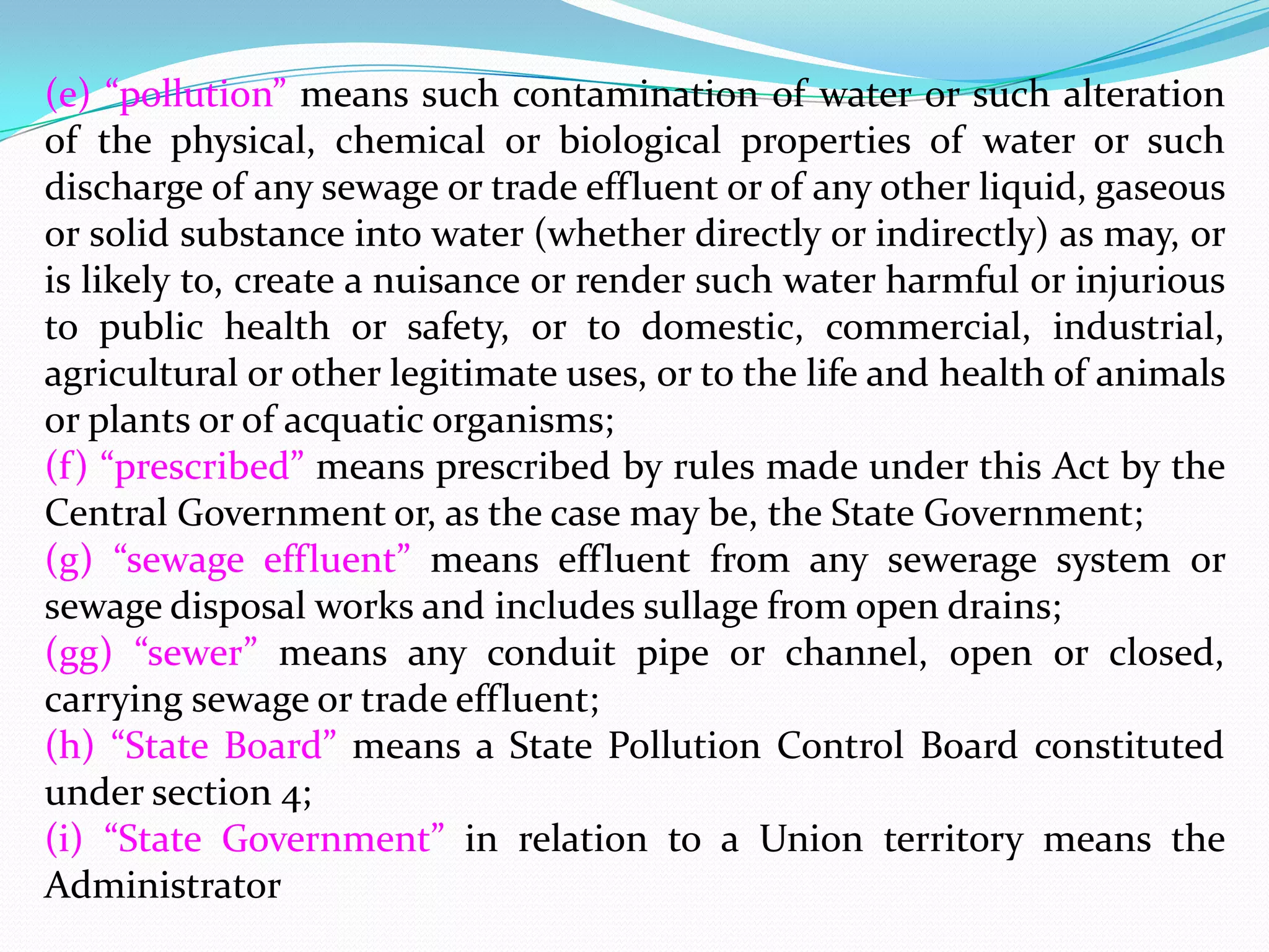 Water (prevention and control of pollution) act, 1974 | PDF