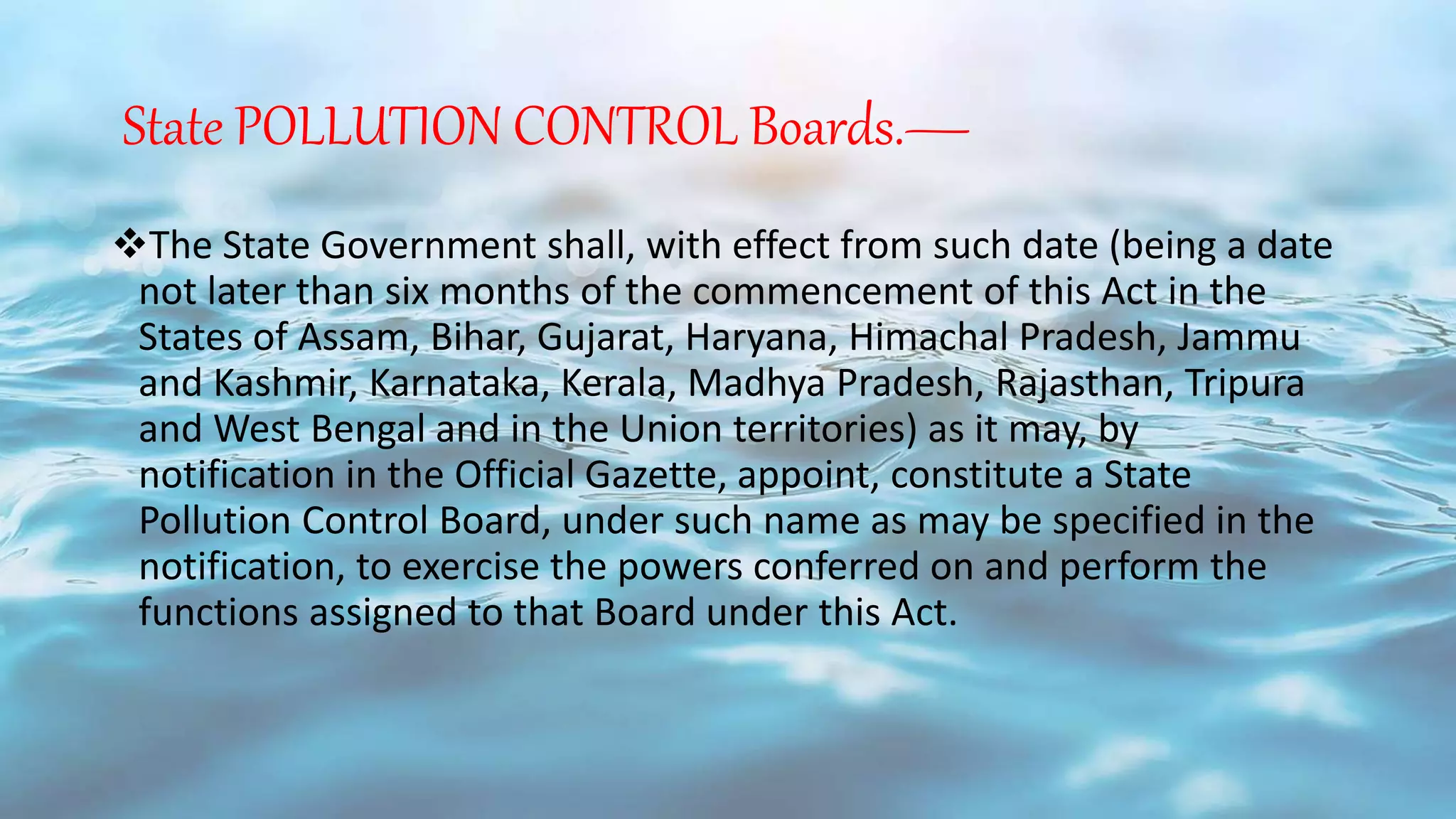 Water (prevention control of pollution) act 1974 | PPTX