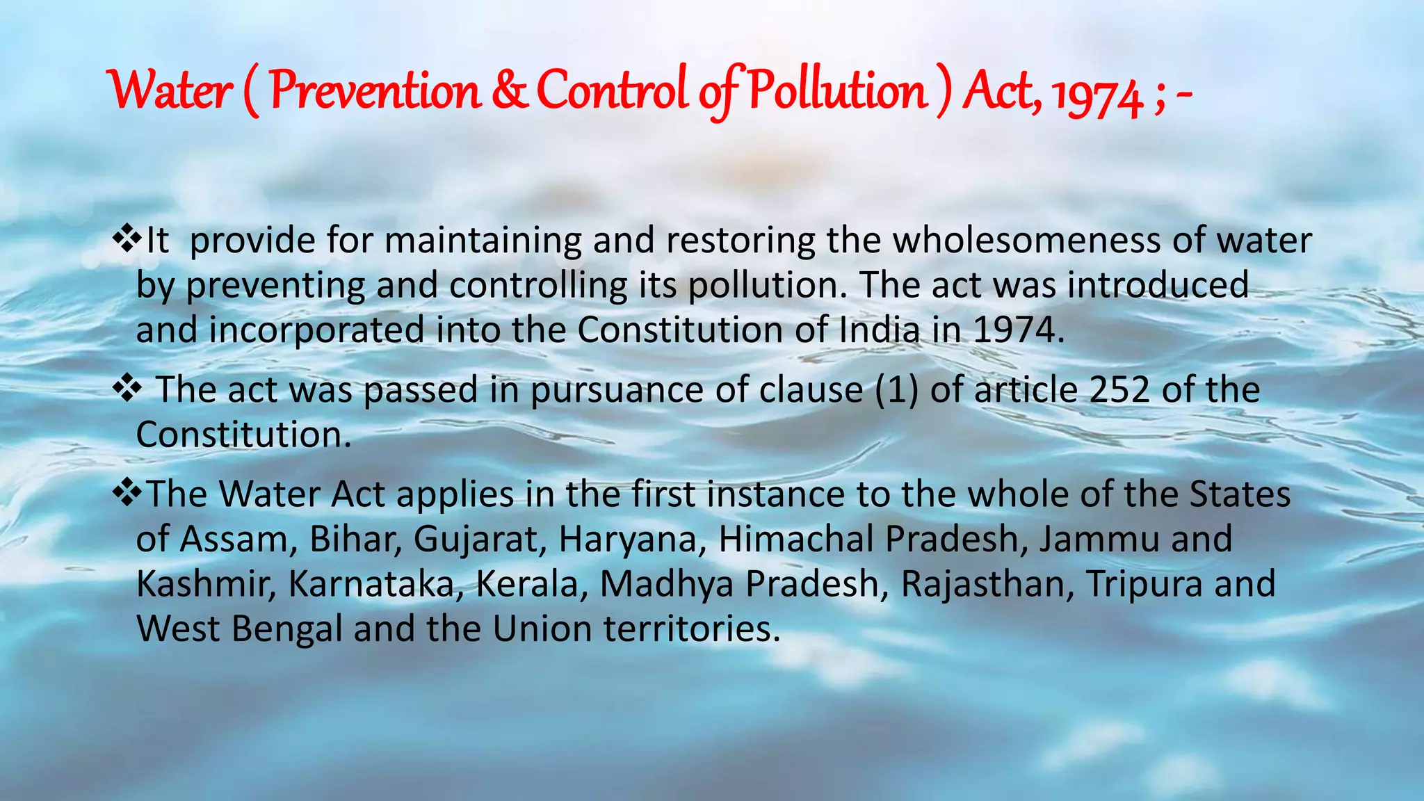 Water (prevention control of pollution) act 1974 | PPTX