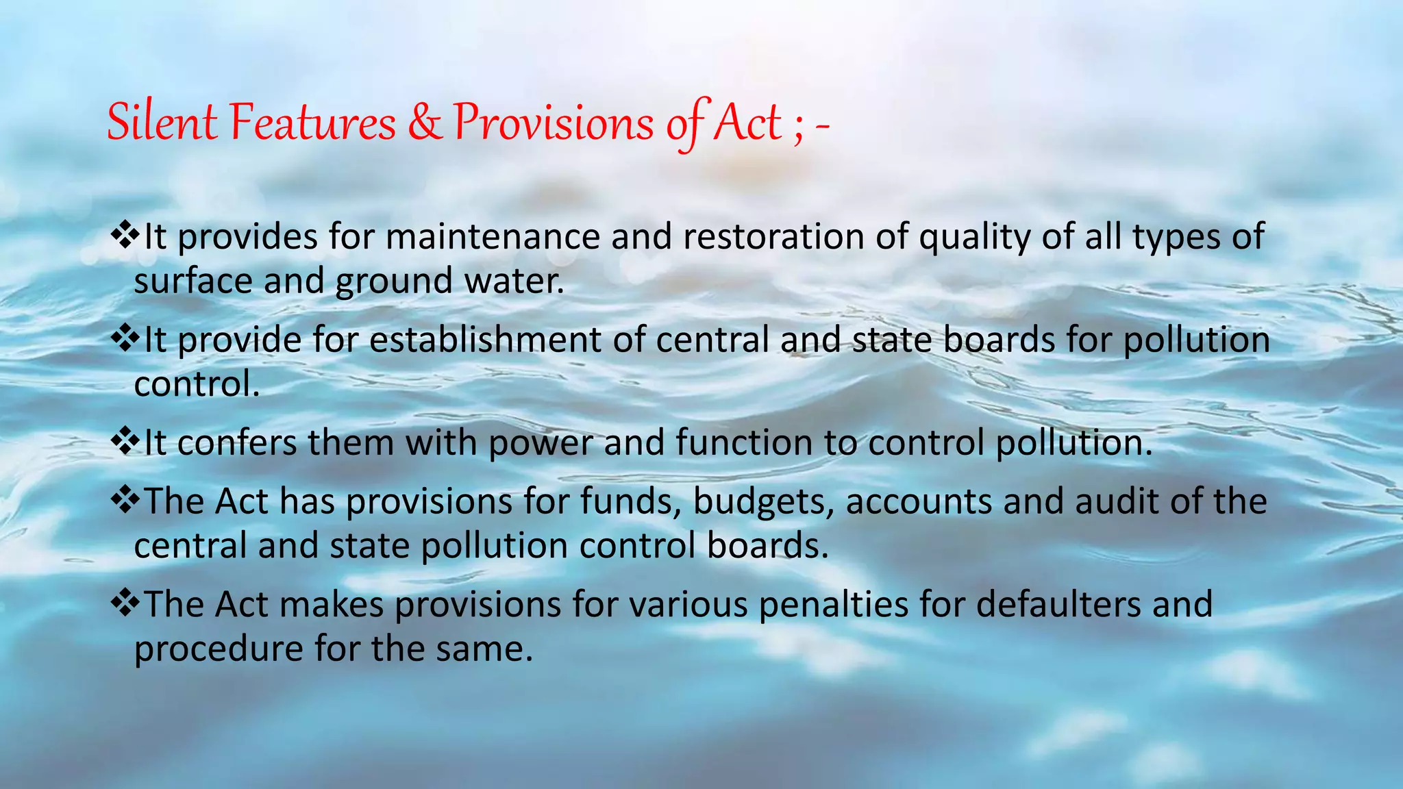 Water (prevention control of pollution) act 1974 | PPTX