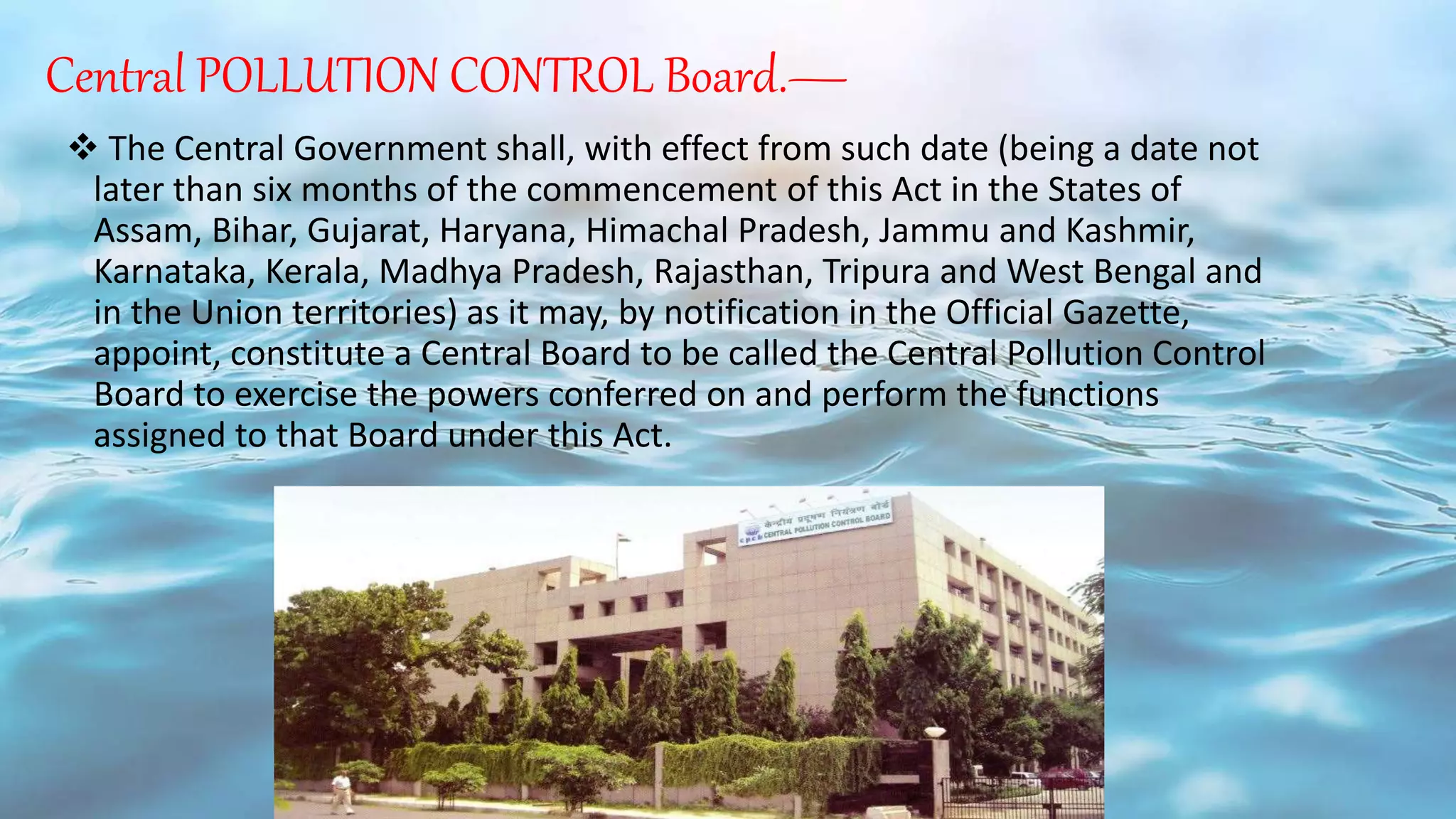 Water (prevention control of pollution) act 1974 | PPTX