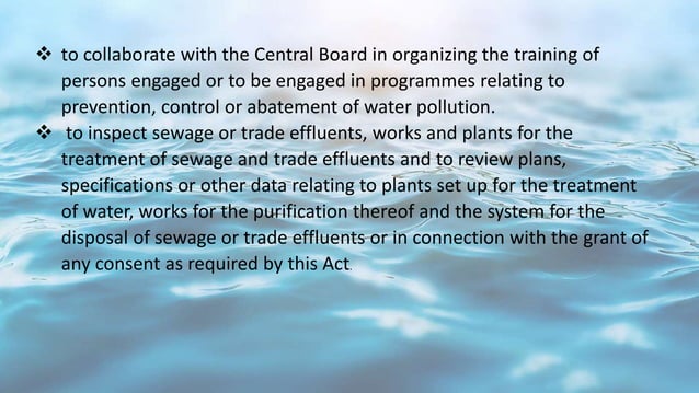 Water (prevention control of pollution) act 1974 | PPTX | Environmental ...