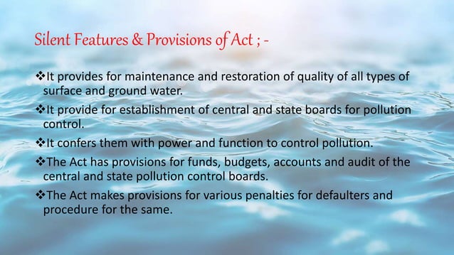 Water (prevention control of pollution) act 1974 | PPTX | Environmental ...
