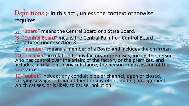 Water (prevention control of pollution) act 1974 | PPTX | Environmental ...