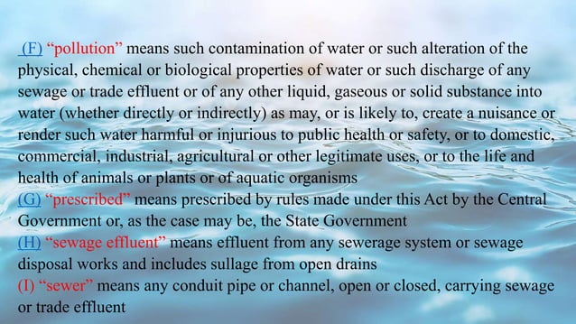 Water (prevention control of pollution) act 1974 | PPTX | Environmental ...