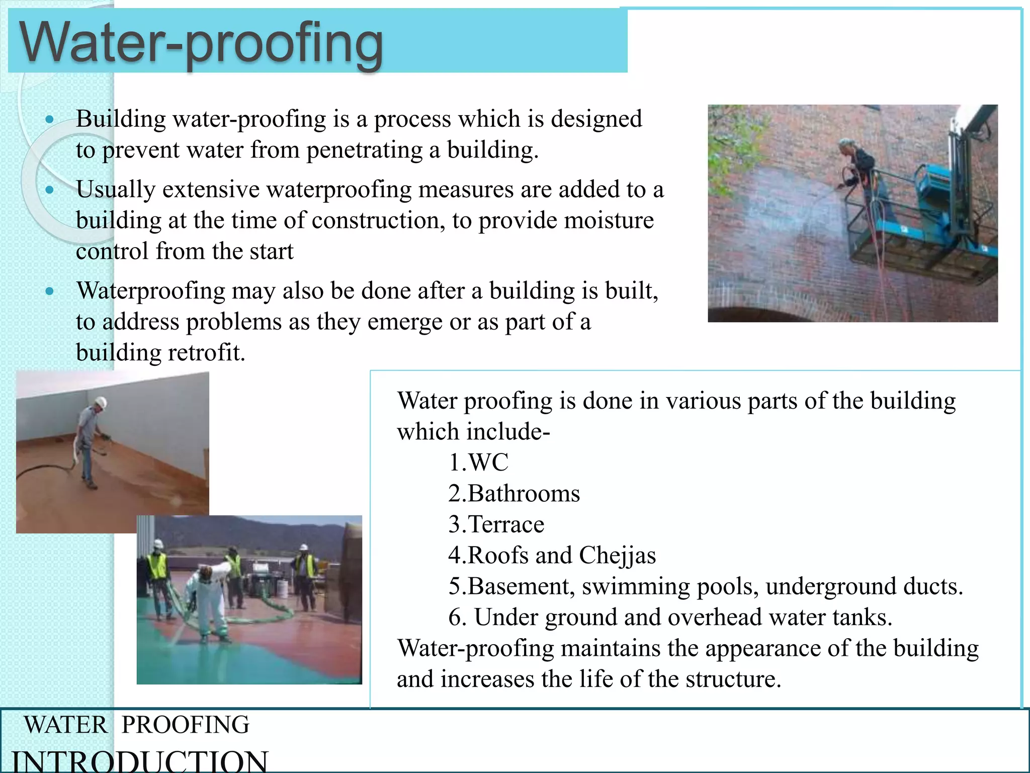 Water proofing in buildings | PPTX