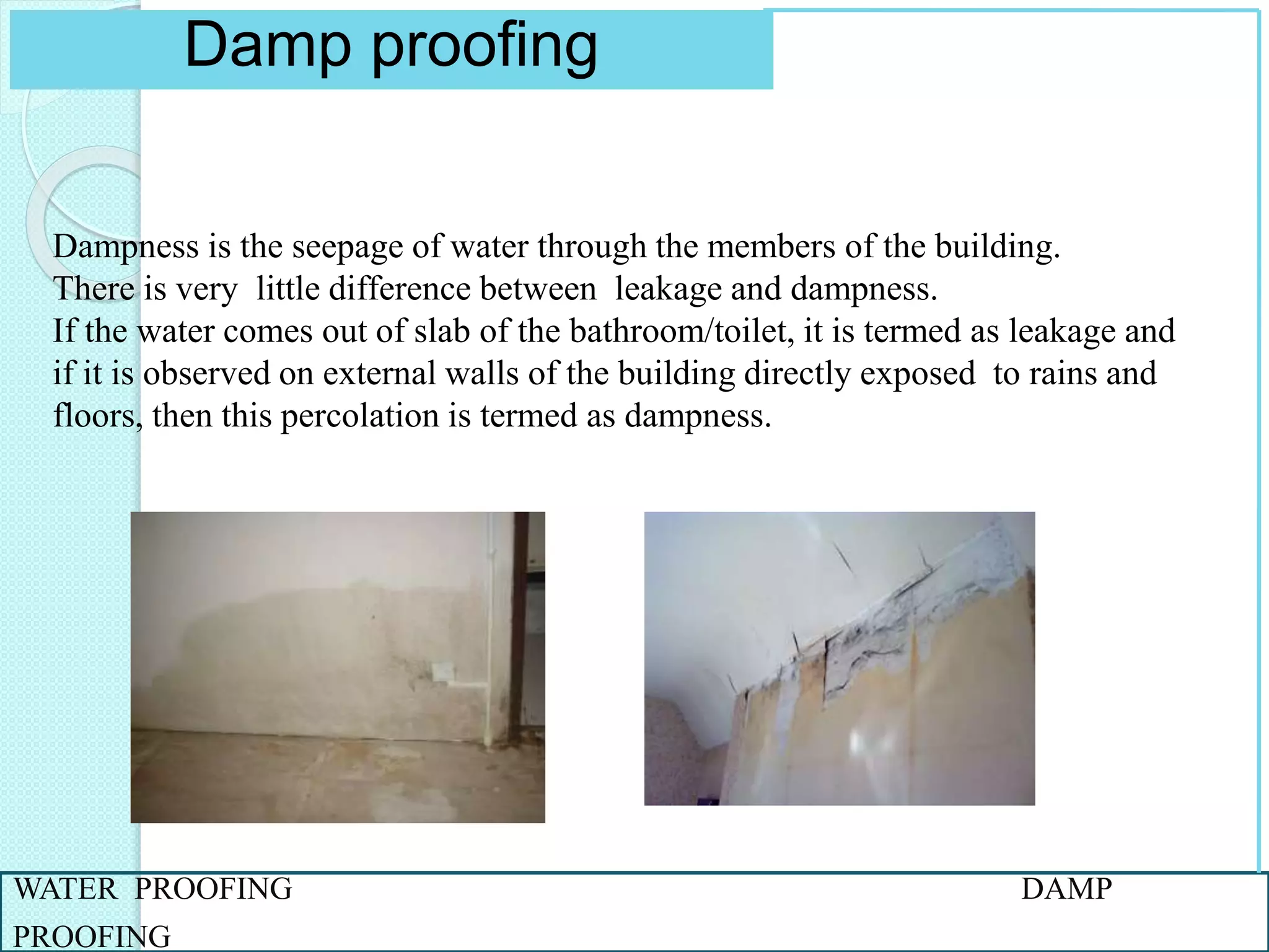 Water proofing in buildings | PPTX