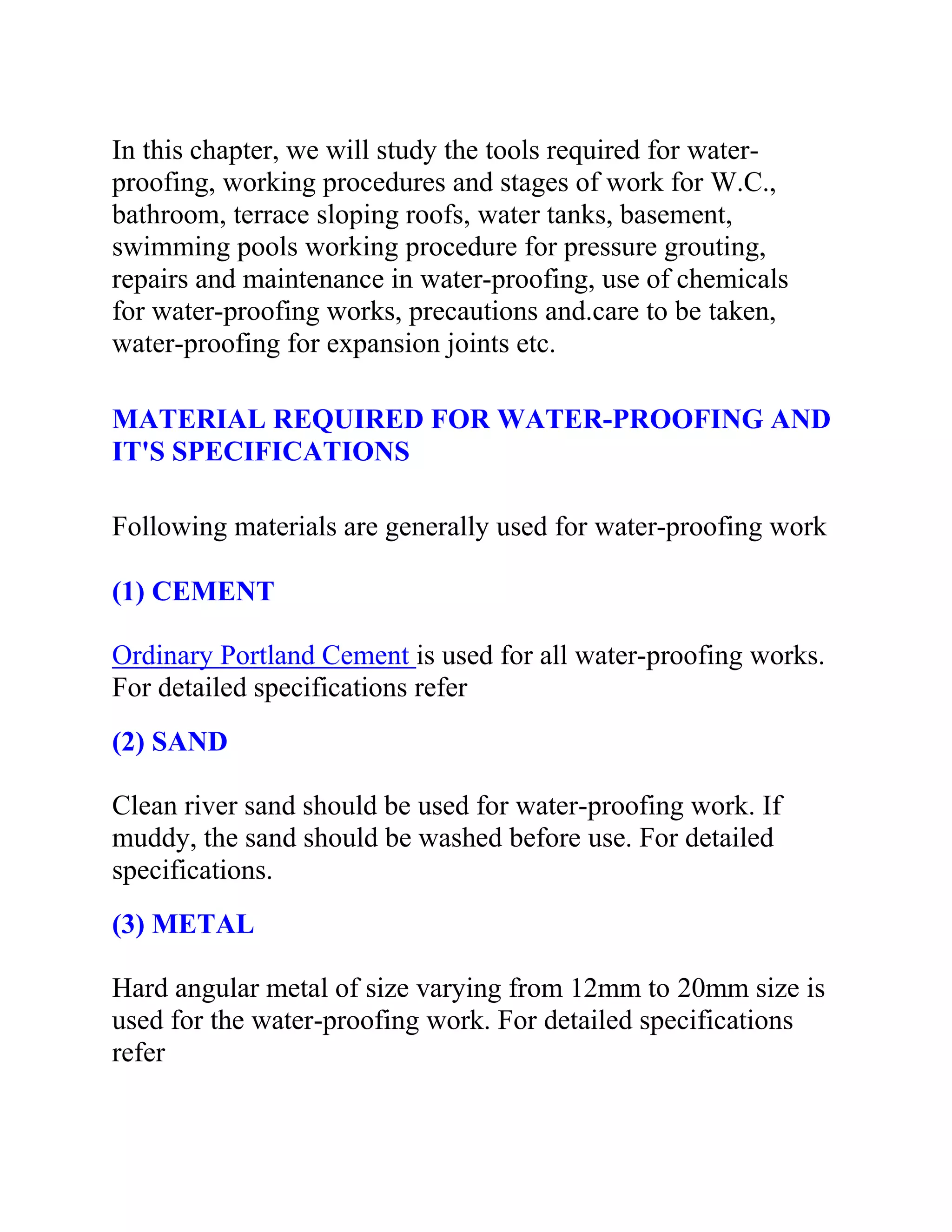 Waterproofing building work procedure - type, advantages, precautions | PDF