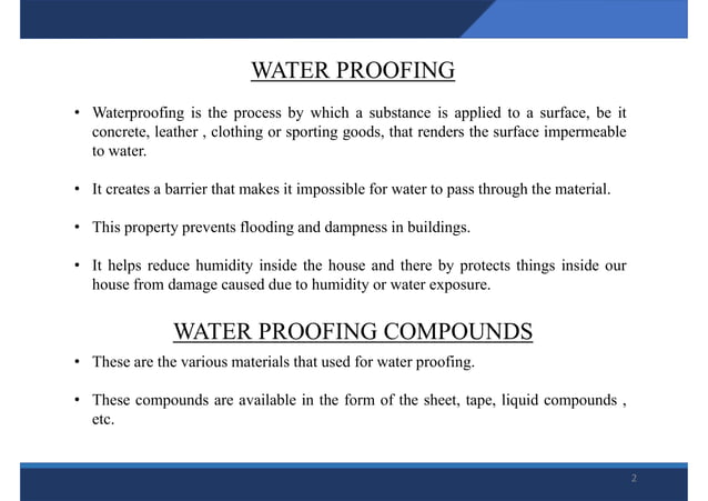 Water proofing compound | PDF | Chemistry | Science