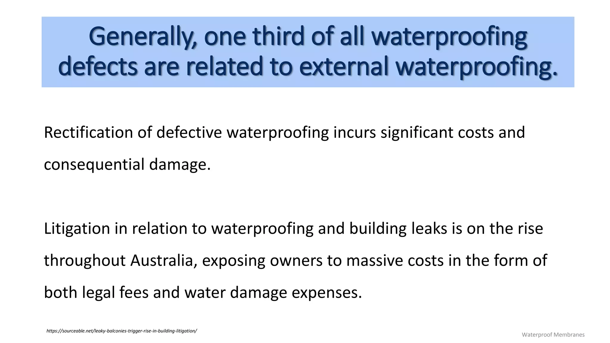 Waterproofing Failures & Defects Australia | PPTX