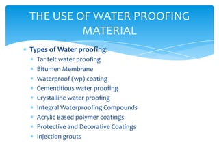 Water proofing materials | PPT
