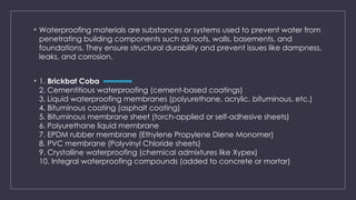 waterproofing materials.pptx college works | PPTX