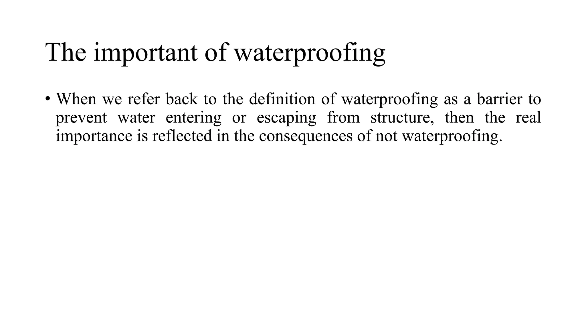 Waterproofing methods & materials used in construction | PPTX