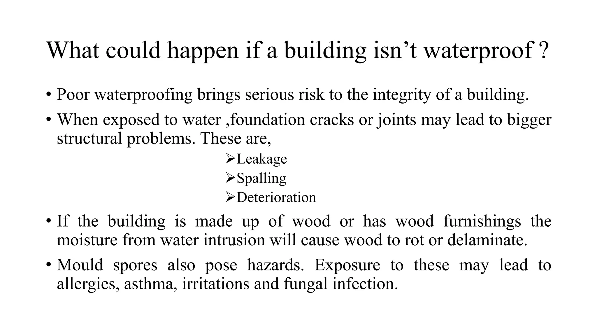 Waterproofing methods & materials used in construction | PPTX