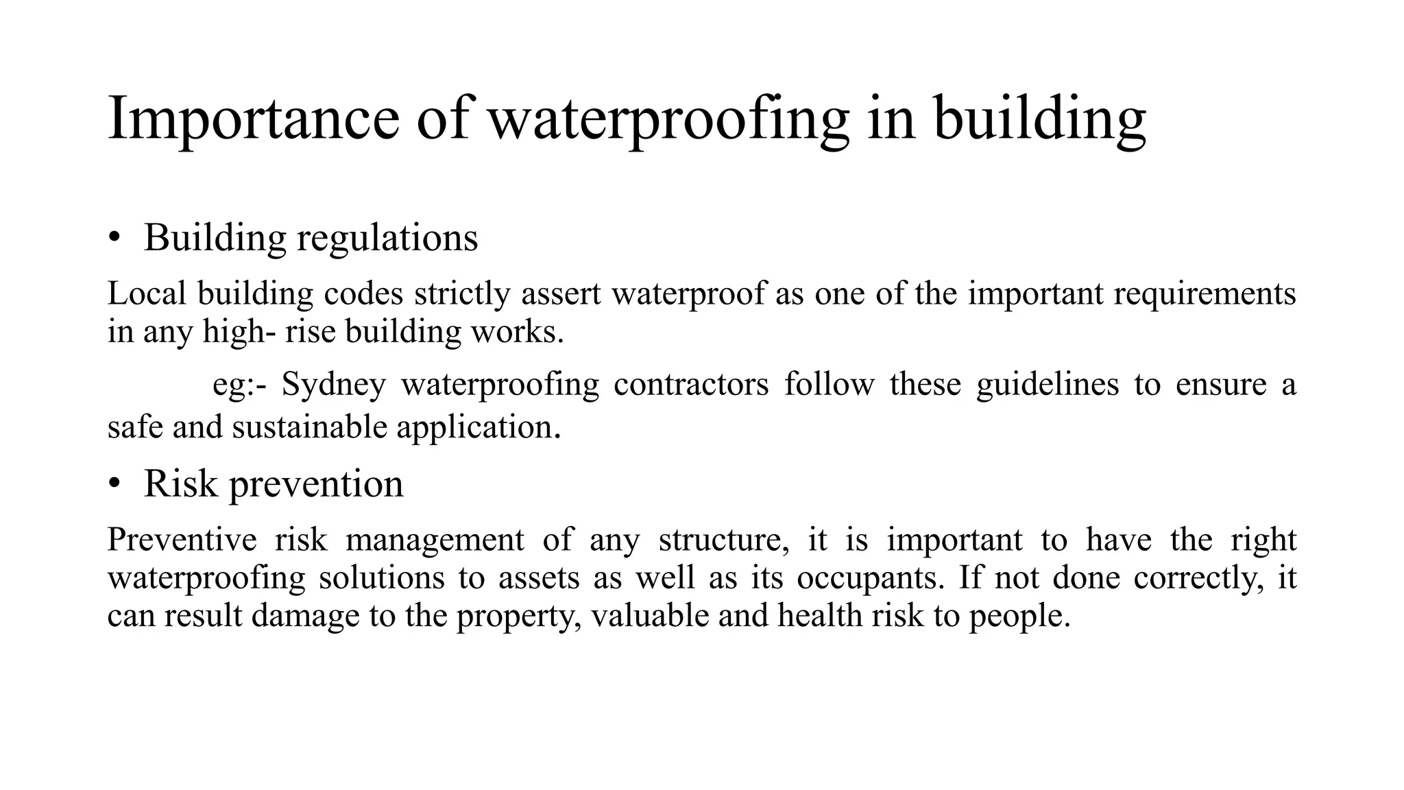 Waterproofing methods & materials used in construction | PPTX