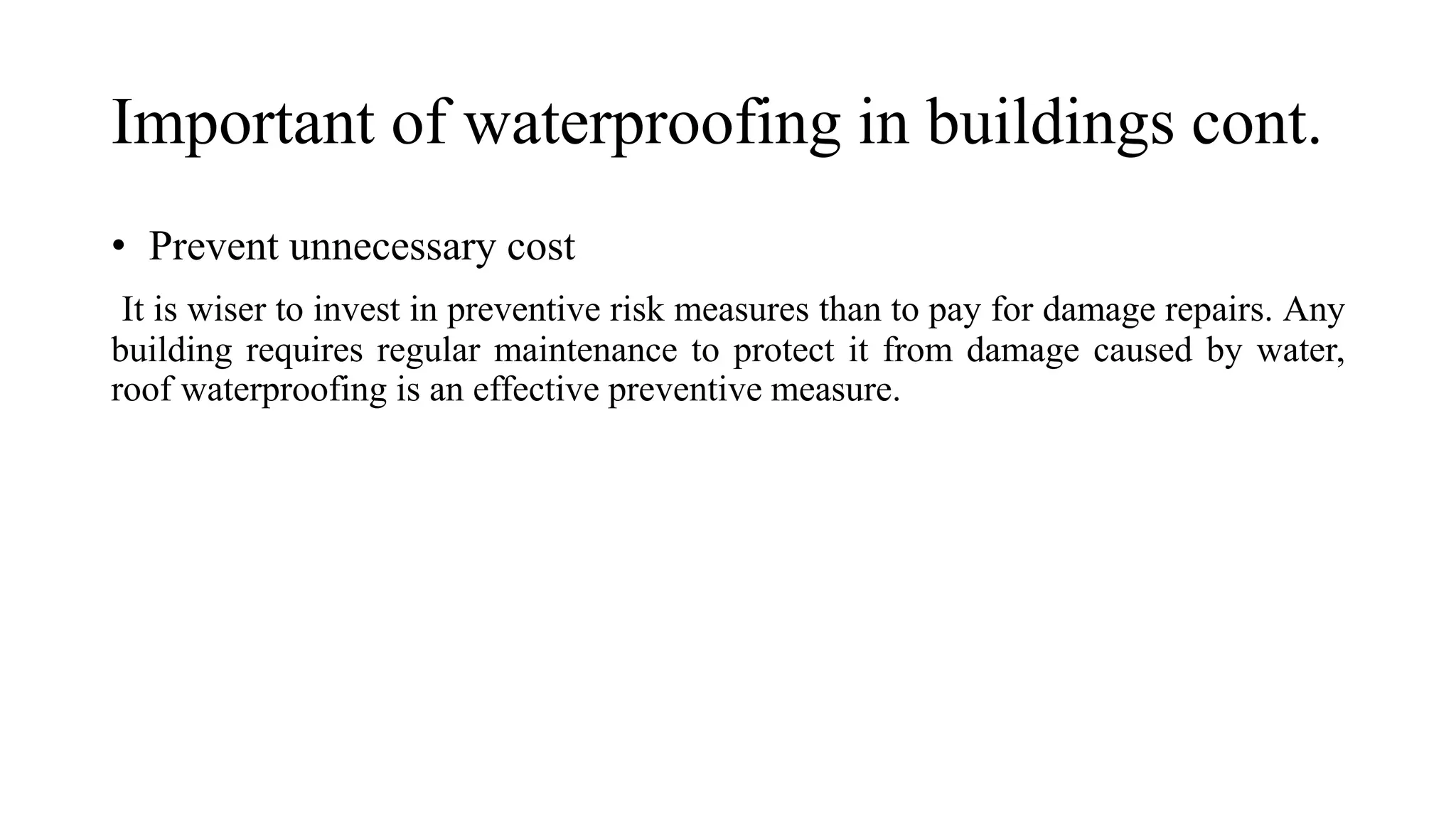 Waterproofing methods & materials used in construction | PPTX