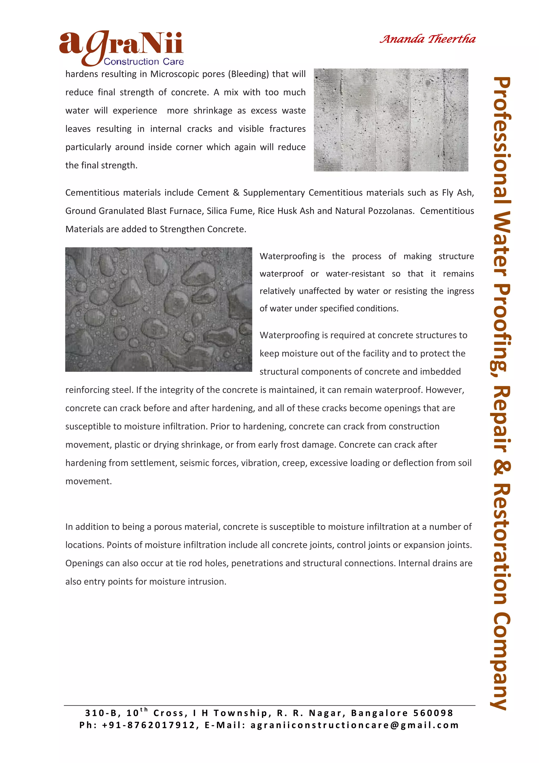 Water proofing of concrete structure | PDF