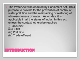 Water protection act | PPTX