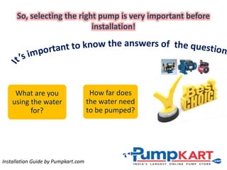 How to Install Water Pump | Water Pump Installation - Pumpkart.com