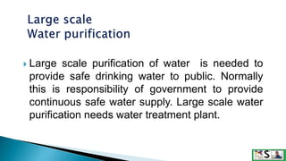 Water purification on large scale in english | PPTX