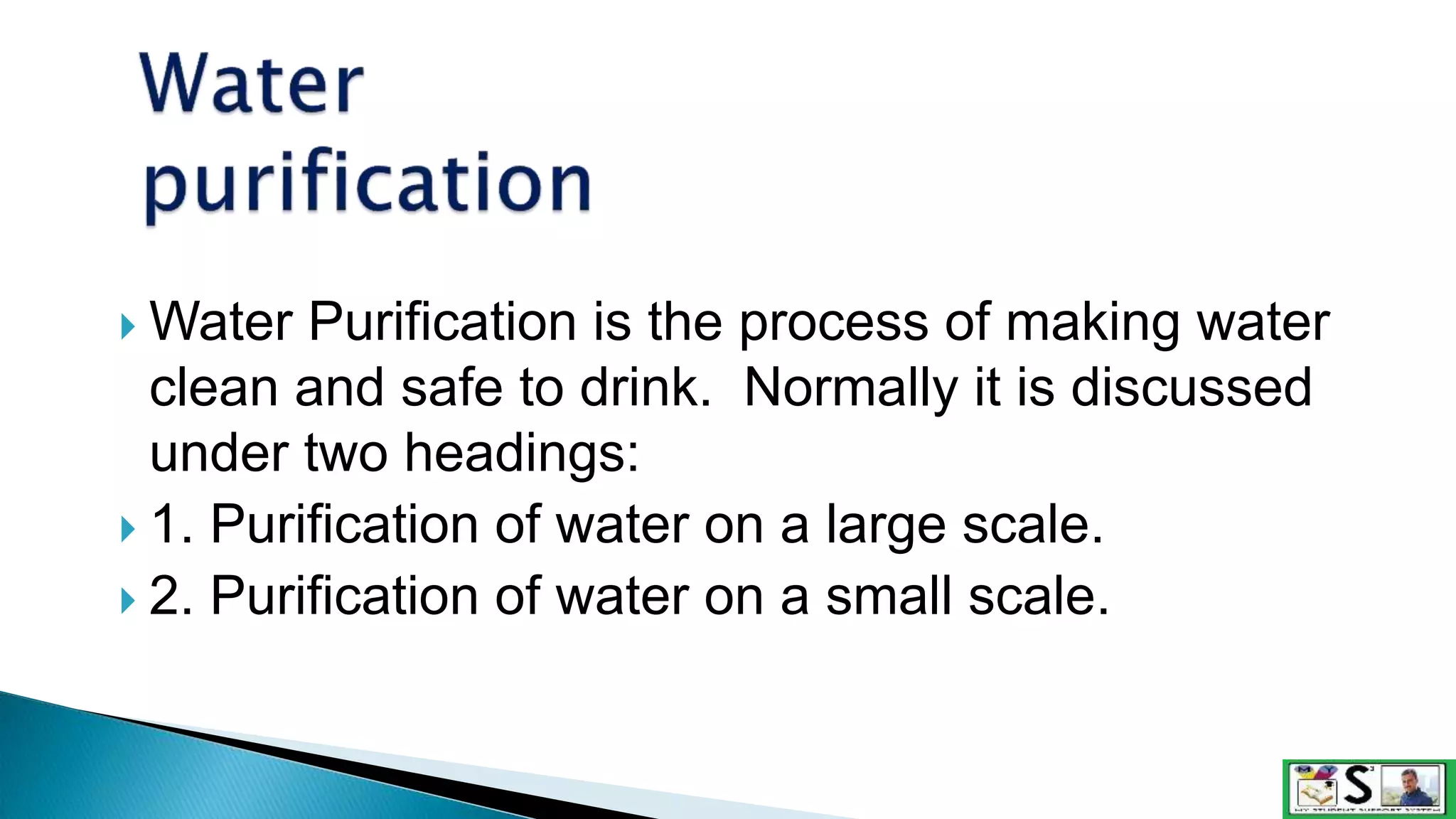 Water purification on large scale in english | PPTX