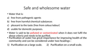 Water Purification and Standards for Drinking Water | PPTX