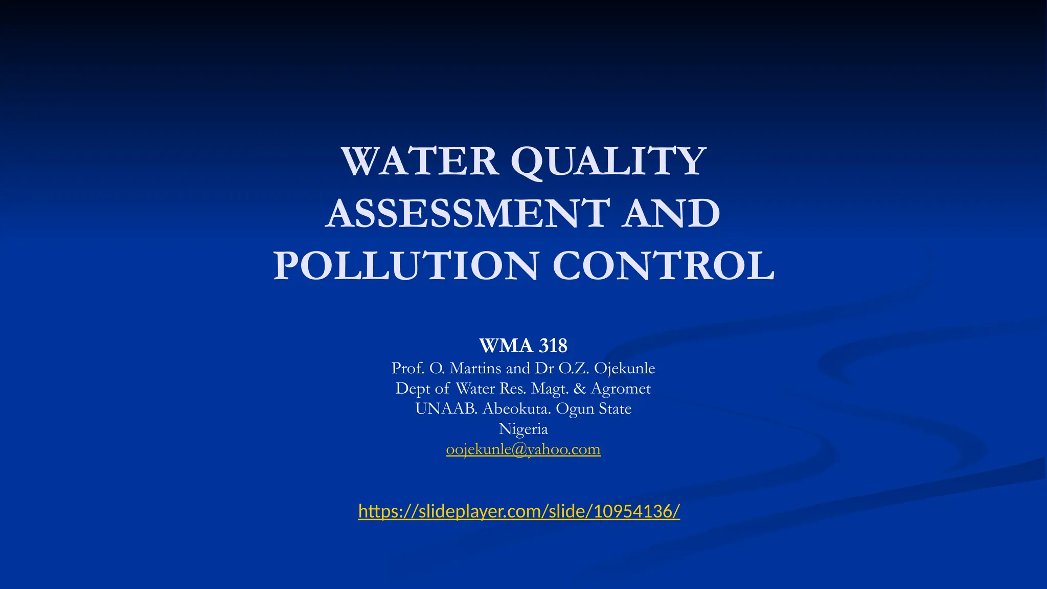 Water Qaulity for environment -Class A .pptx
