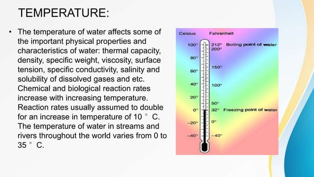WATER QUALITY CHARACTERISTICS AND PHYSICAL CHARACTERISTICS .pptx ...