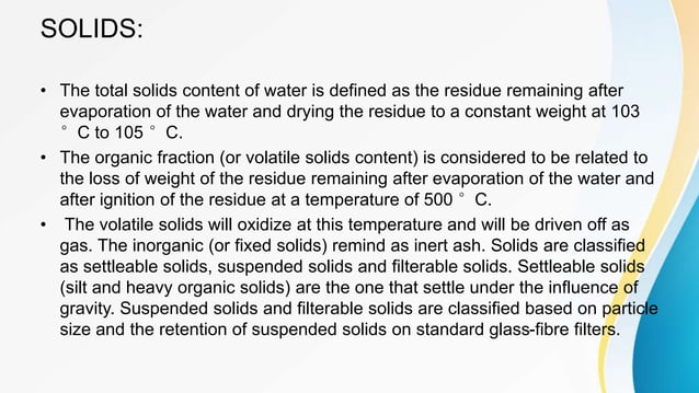 WATER QUALITY CHARACTERISTICS AND PHYSICAL CHARACTERISTICS .pptx ...