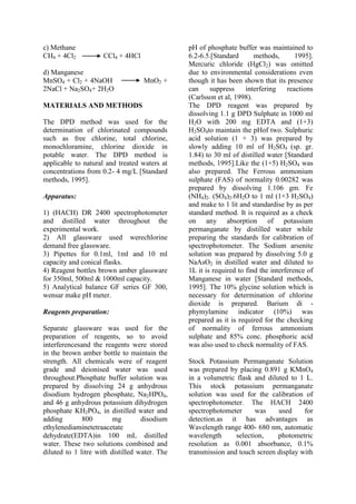 Water Quality In Mumbai Chlorinated Compounds In Potable Water | PDF