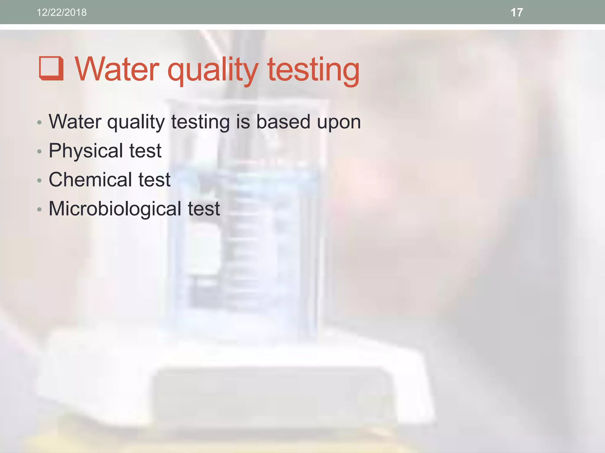 Water quality laboratories and different water quality testing | PPTX