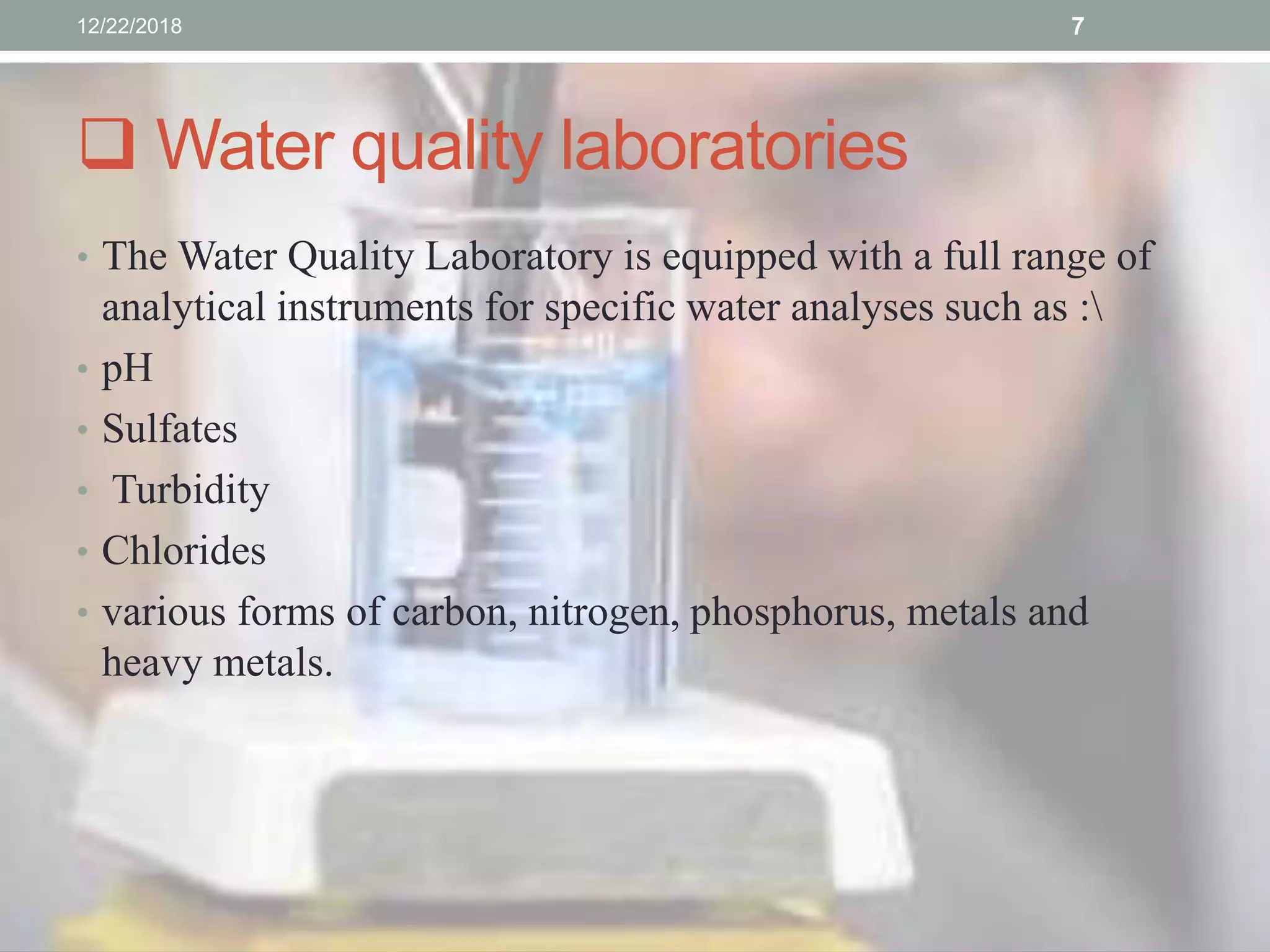 Water quality laboratories and different water quality testing | PPTX
