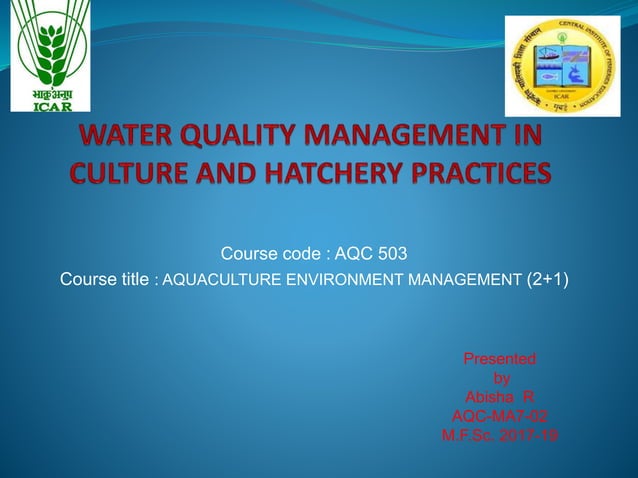 Water quality management | PPTX