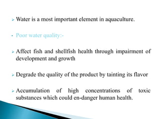 Water quality management in tilapia intensive farming | PPTX