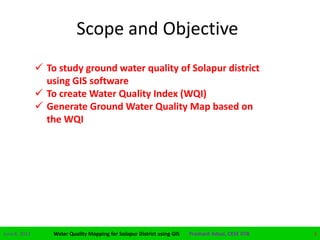 Water quality mapping for solapur district using gis | PPTX