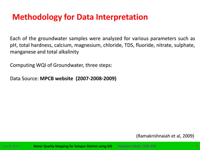Water quality mapping for solapur district using gis | PPTX