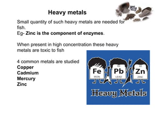 Water quality problems in Fishes-nitrogenous components and heavy ...