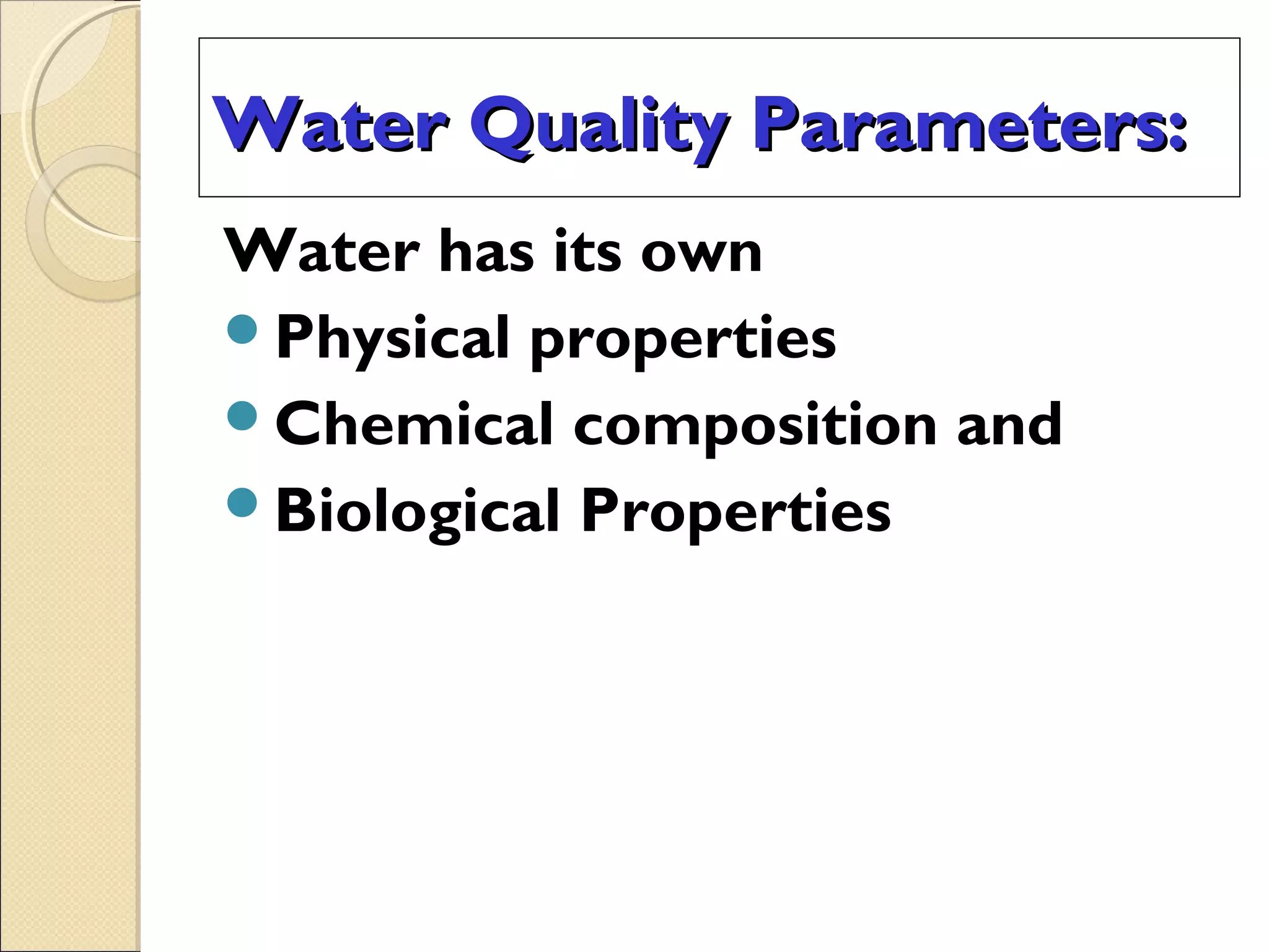 Water quality parameters | PPT