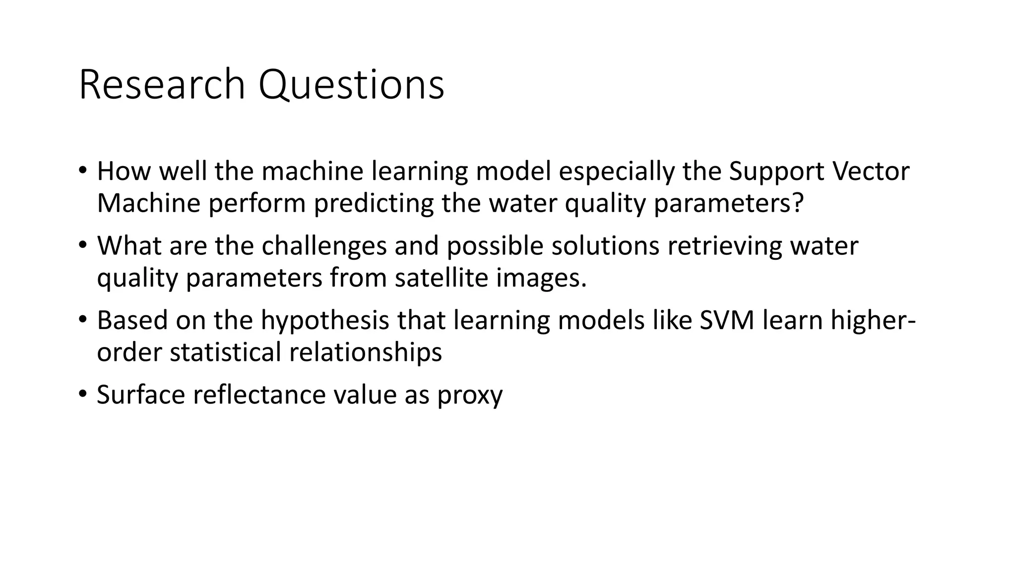 Water quality parameters estimation using remote sensing techniques | PPTX