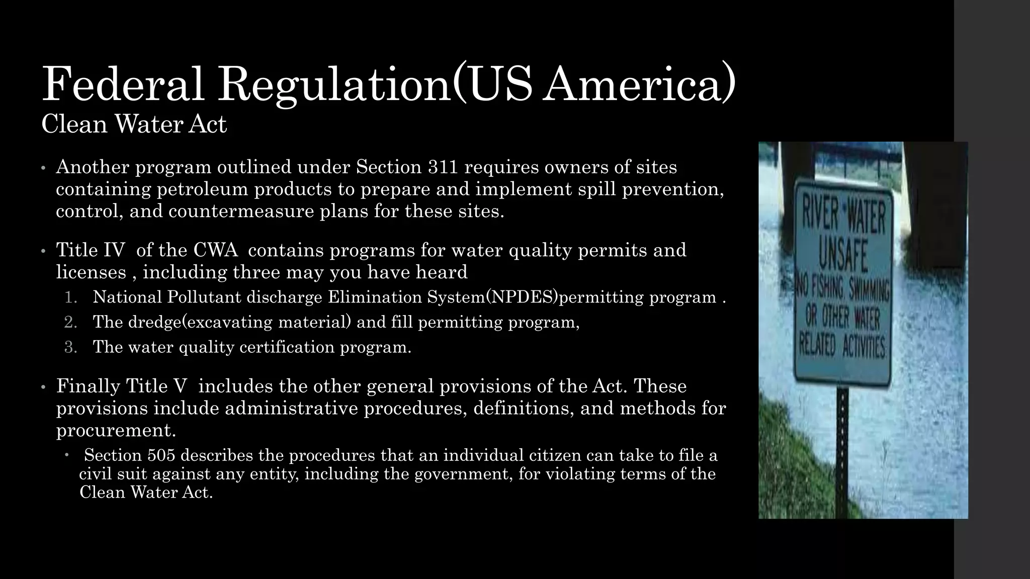 Water quality regulations | PPT