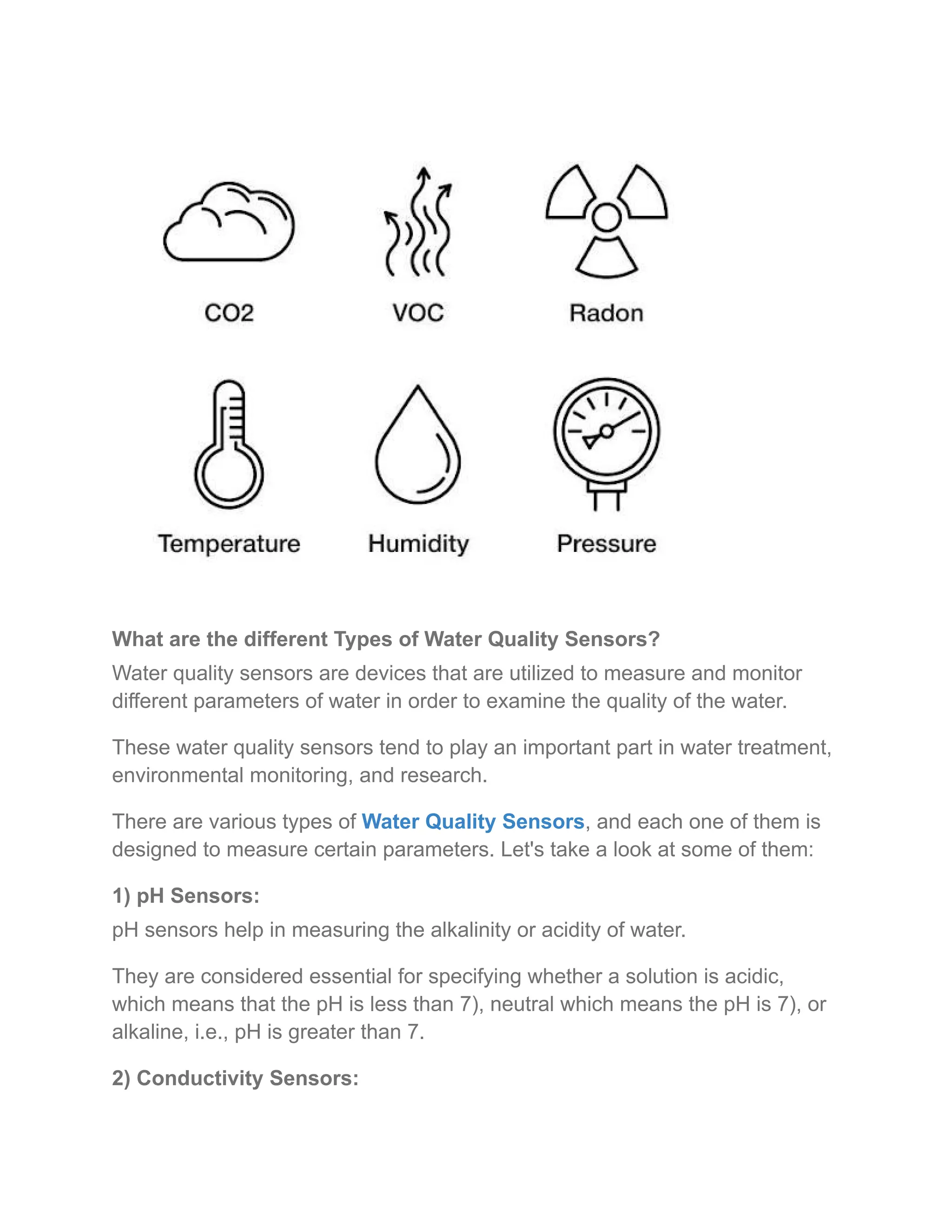 Water Quality Sensors Definition and Different Types of Sensors | PDF