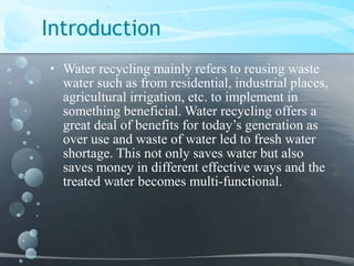 Water recycling System | PPTX