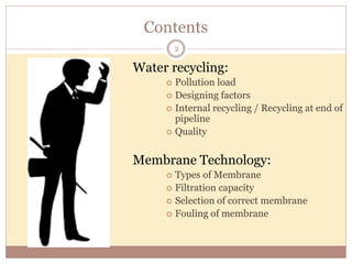 Water recycling & membrane technology | PPTX