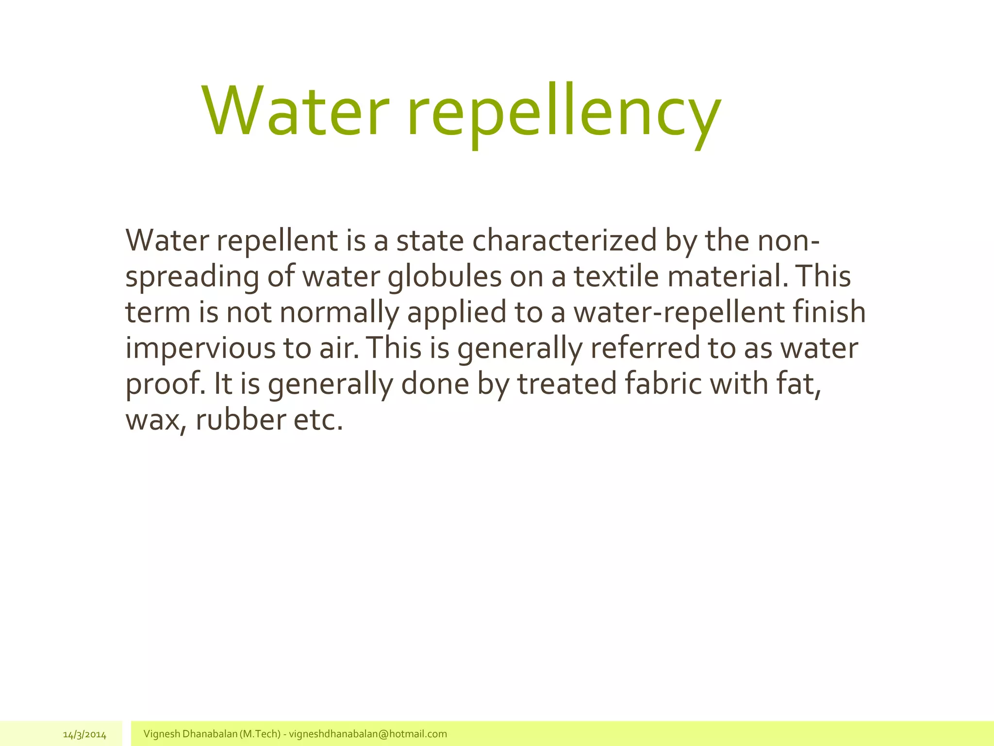 Water repellency & waterproof & repellency test method | PPTX