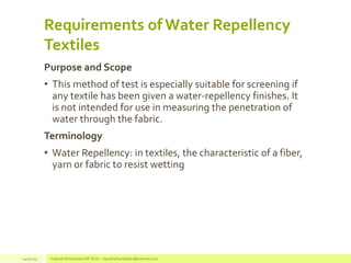Water repellency & waterproof & repellency test method | PPTX