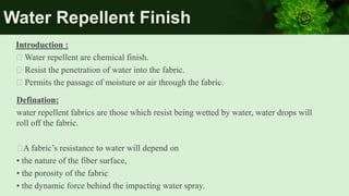 Water repellent finish | PPTX