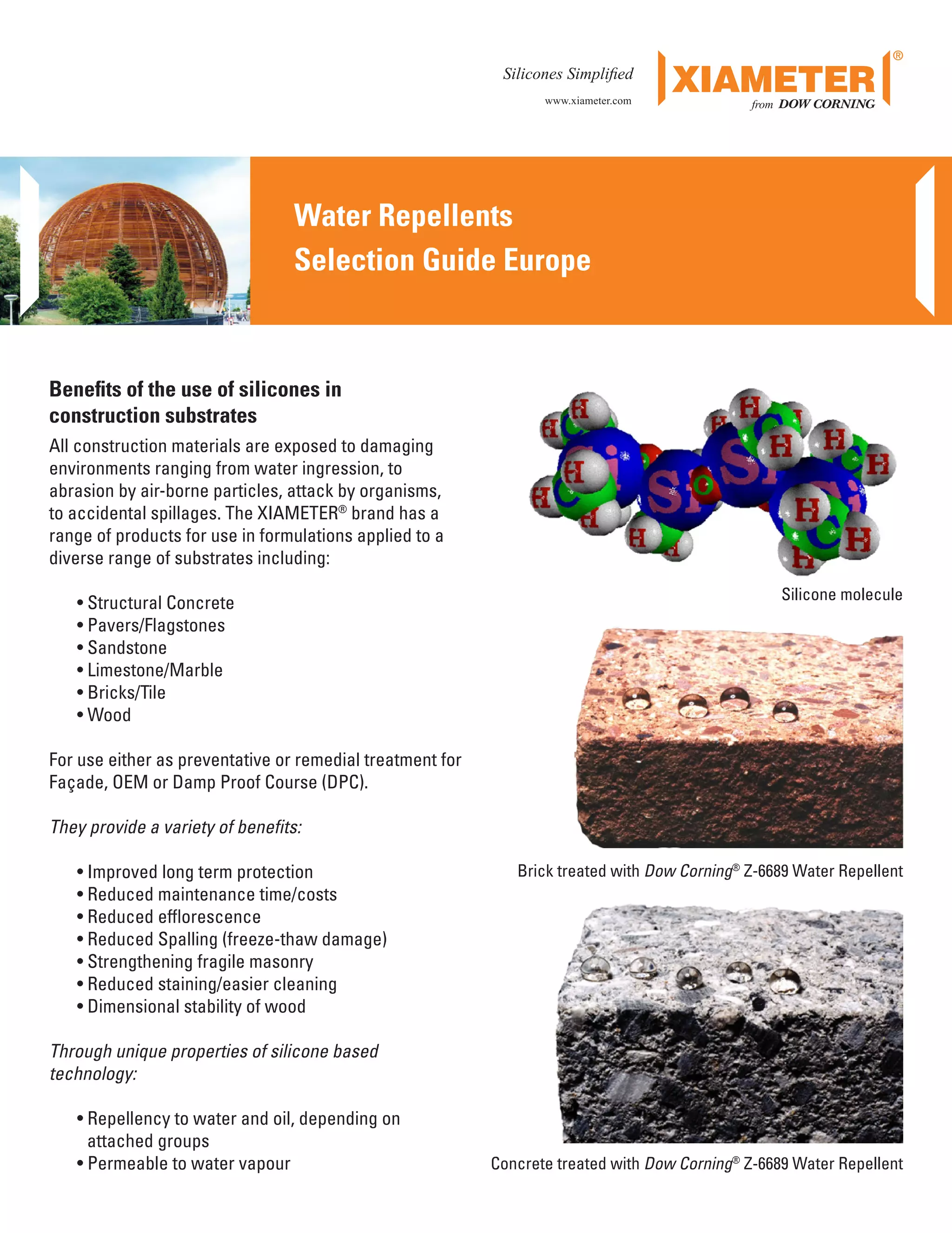 Water repellents selection guide dow corning | PDF