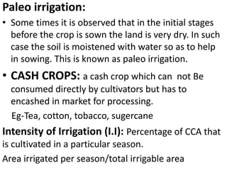 Water requirement of crops and reservoir planing | PPTX