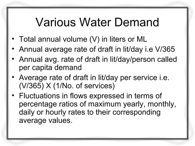 Water demand/Waterrequirements | PPT