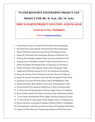 Water resource engineering project list 3 | PDF